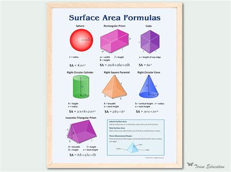 Surface Area Formulas Printable Math Poster Primary Educational Math Classroom Poster Digital