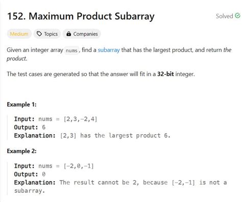 🌟 Day 08100 Of Coding Consistency Solved The Maximum Product Subarray Problem On Leetcode