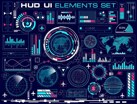 Futuristic Graphic User Interface Hud Ui Vector Set Stock Vector