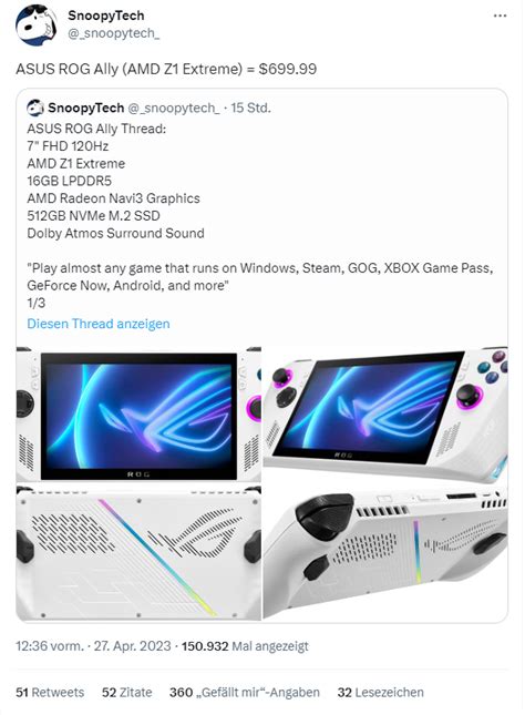 Preis und Specs für den ASUS ROG Ally geleakt