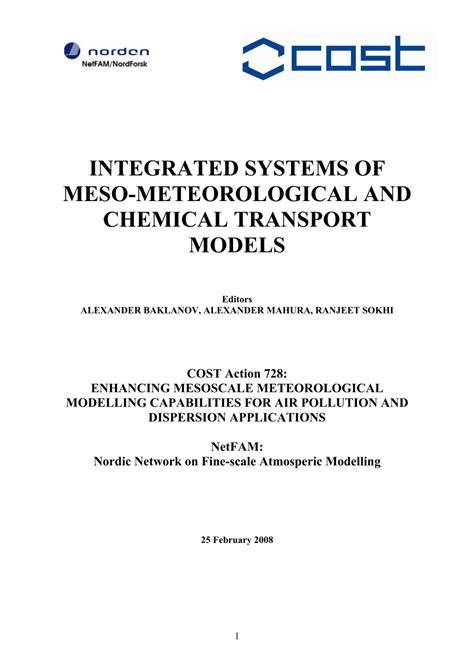 Pdf Integrated Systems Of Meso Meteorological And Chemical Transport