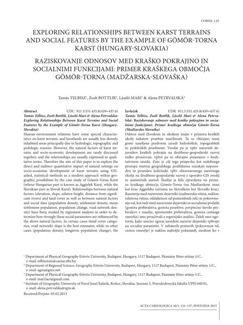 Pdf Exploring Relationships Between Karst Terrains And Social
