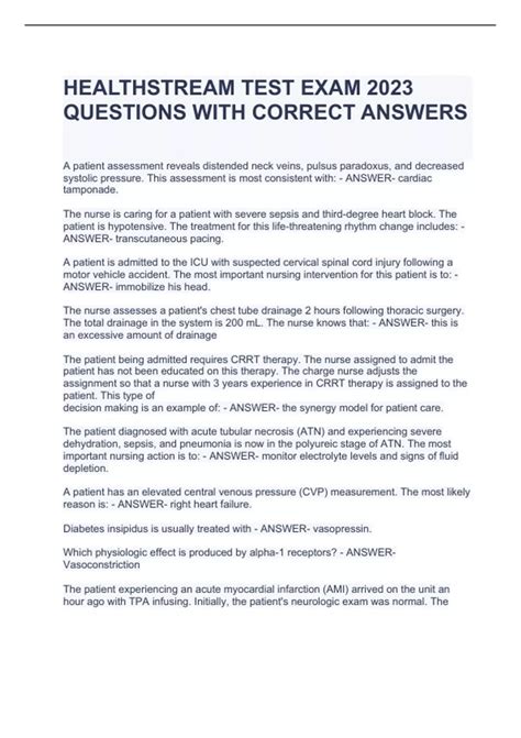 Healthstream Test Exam 2023 Questions With Correct Answers