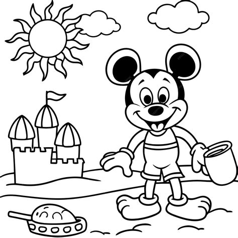 Friendly Micky Mouse Cartoon Coloring Page Premium Ai Generated Vector