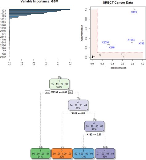 srbct data analysis top left gbm feature importance plot top 50
