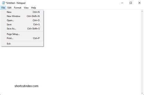 Windows Notepad Keyboard Shortcuts Shortcut Index