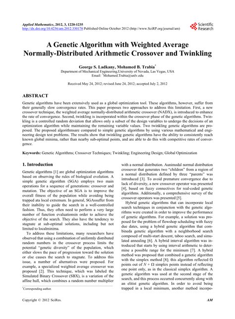 pdf a genetic algorithm with weighted average normally distributed