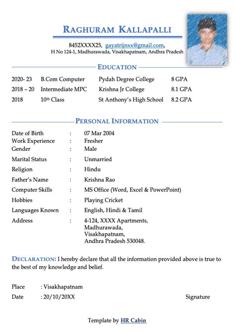 35 Simple Job Bio Data Formats Pdf Word Free Download Sample Biodata