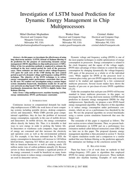 Pdf Investigation Of Lstm Based Prediction For Dynamic Energy Management In Chip Multiprocessors