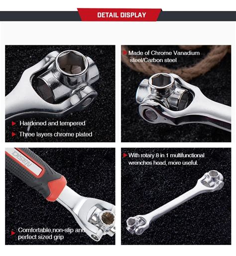 8 In 1 Multifunctional Socket Wrench With 360 Degree Rotating Head
