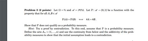 Solved Problem 3 2 points Let Ω N and A P N Let Chegg com