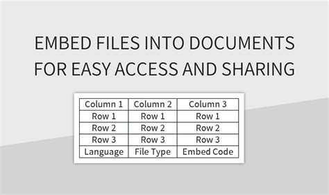 Embed Files Into Documents For Easy Access And Sharing Excel Template