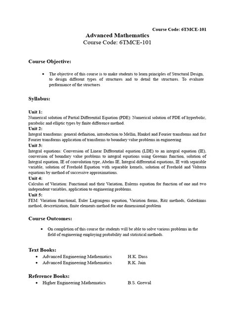 M Tech Structure Syllabus 1752019 Pdf