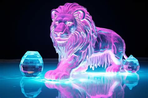 Premium Photo Neon Light Lions Serenity Peace In Glow