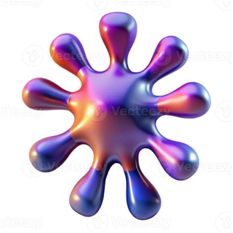 Abstract 3d Render Of Iridescent Blob Multicolored Organic Shape Dynamic Colorful Shiny