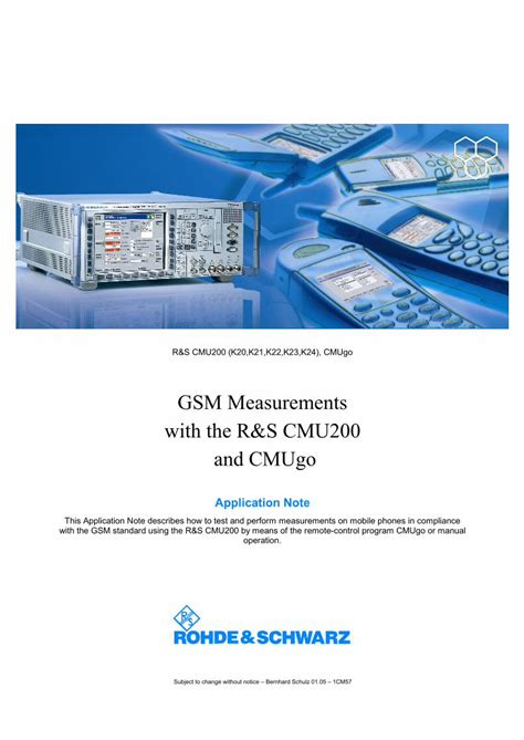 PDF GSM Measurements With The R S CMU200 And CMUgo BCCH And TCH Are On The Same Channel This