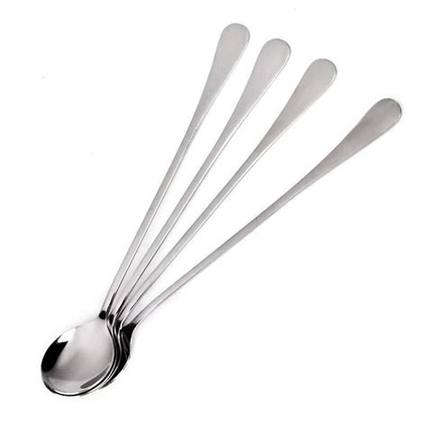 Badu Bg 8 бр лъжици 4 бр лъжици за кафе със супер дълга кръгла глава и 4 бр лъжица за супа с