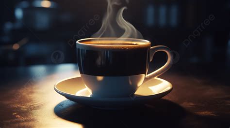 밤에는 연기가 나는 블랙 커피 한 잔이 탁자 위에 놓여 있다 커피 한 잔의 사진 배경 일러스트 및 사진 무료 다운로드 Pngtree