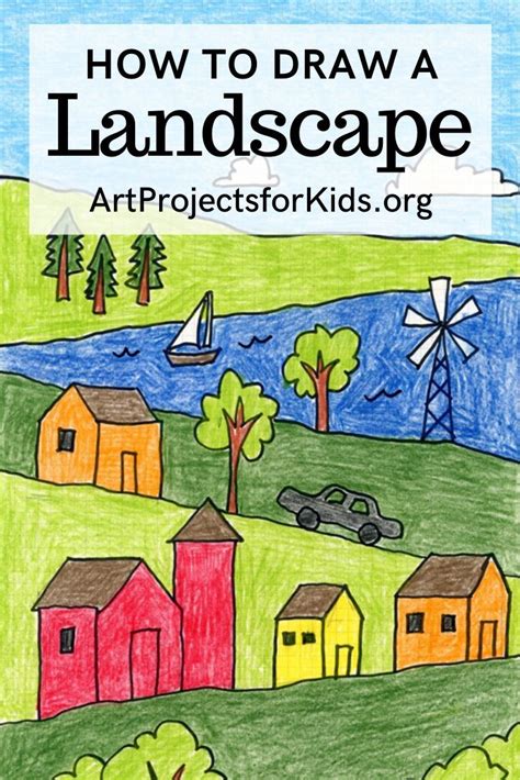 Easy How To Draw A Landscape Tutorial And Landscape Coloring Page Artofit