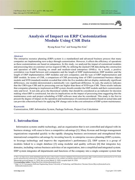 Analysis Of Impact On Erp Customization Module Using Csr Data Download Free Pdf Enterprise