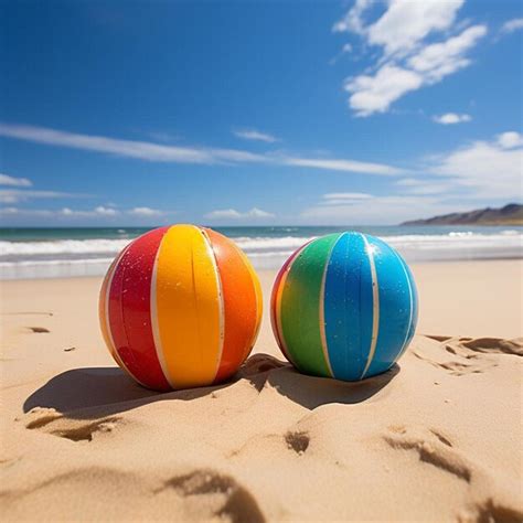 Premium Photo Summer Photos Colorful Beach Balls On The Sandar