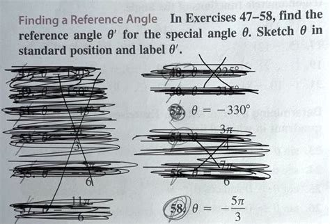 SOLVED Finding A Reference Angle In Exercises 47 58 Find The Reference Angle 0 For The