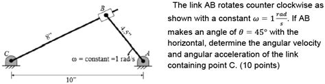 Solved The Link Ab Rotates Counter Clockwise As Makes An Angle Of 45