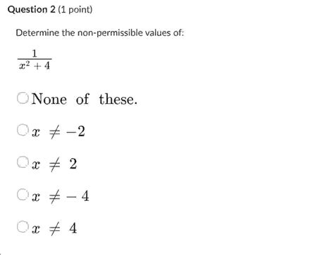 solved question 2 1 ﻿point determine the non permissible