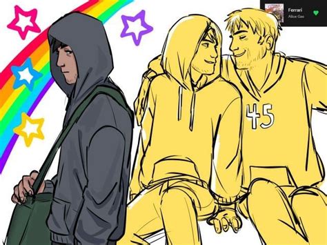 Two People Sitting On A Bench In Front Of A Rainbow With Stars And The Same Person Standing Next