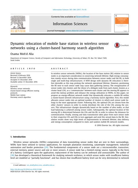 Pdf Dynamic Relocation Of Mobile Base Station In Wireless Sensor Networks Using A Cluster