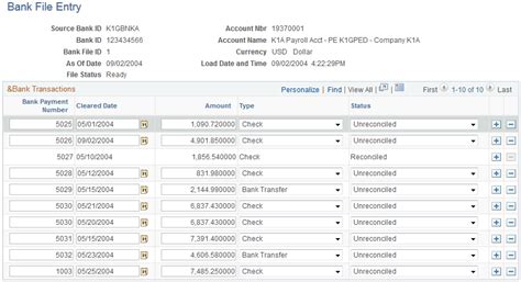 Entering Bank File Information