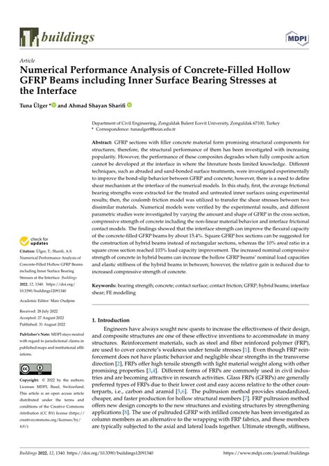 Pdf Numerical Performance Analysis Of Concrete Filled Hollow Gfrp Beams Including Inner