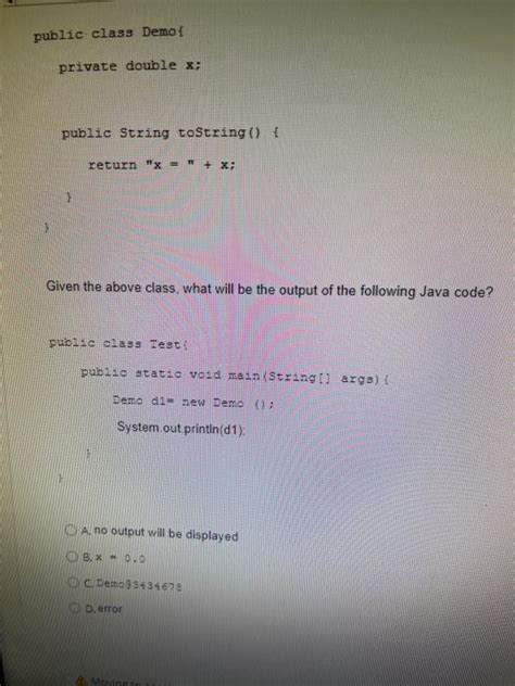 Solved Public Class Demo Private Double X Public String