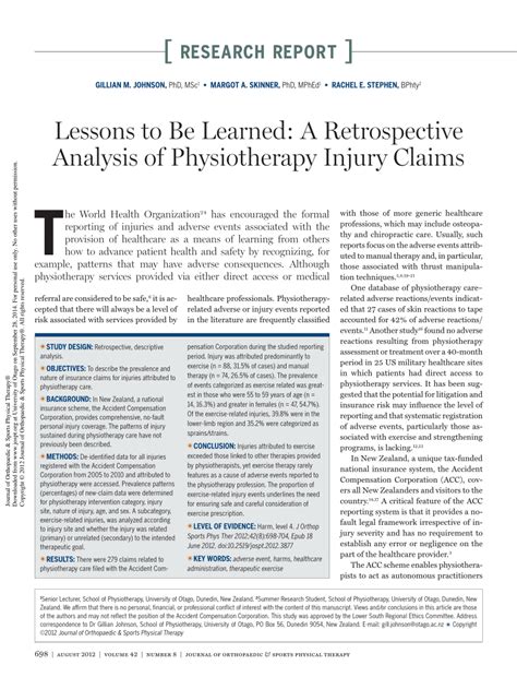 Pdf Lessons To Be Learned A Retrospective Analysis Of Physiotherapy