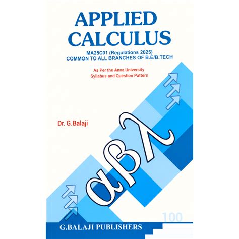 Applied Calculus By Dr G Balaji From G Balaji Publications