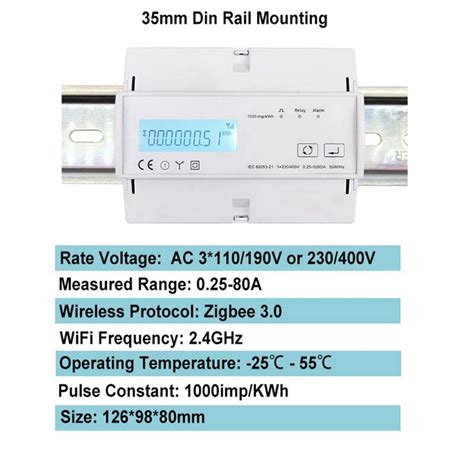 와이파이 에너지 계량기 Kwh 전력 모니터 전력계 Tuya 앱 원격 스위치 켜기 3x110 190v 230 400vac 화재 방지