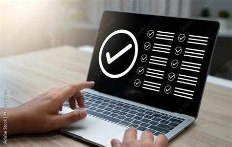 Checklist Performance Monitoring Conceptbusinessman Using Pen Tick