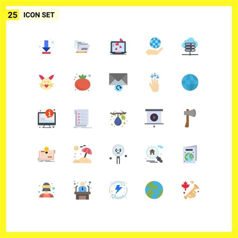 25 Universal Flat Colors Set For Web And Mobile Applications Network Server Hand Laptop Internet