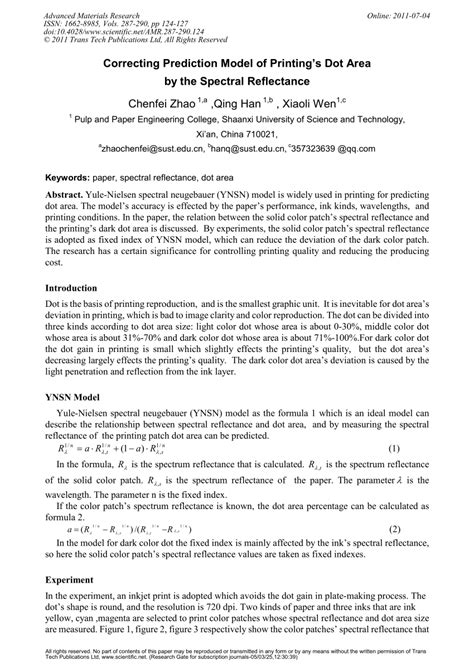 Correcting Prediction Model Of Printings Dot Area By The Spectral