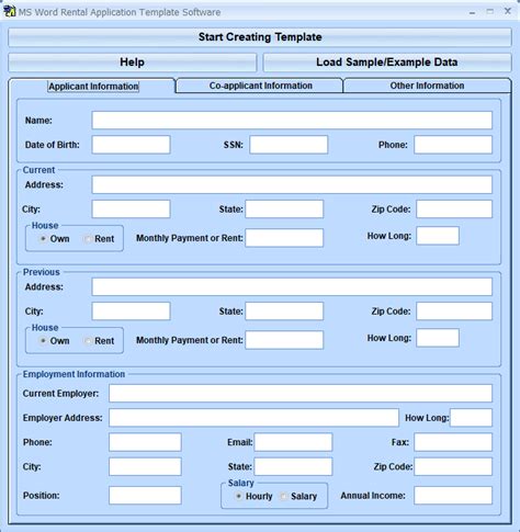 Ms Word Rental Application Template Software