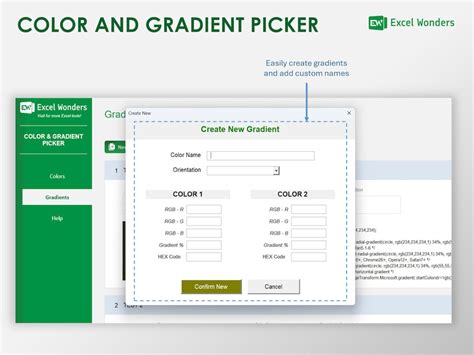 Color And Gradient Picker Excel Template Plan Stunning Design Grid