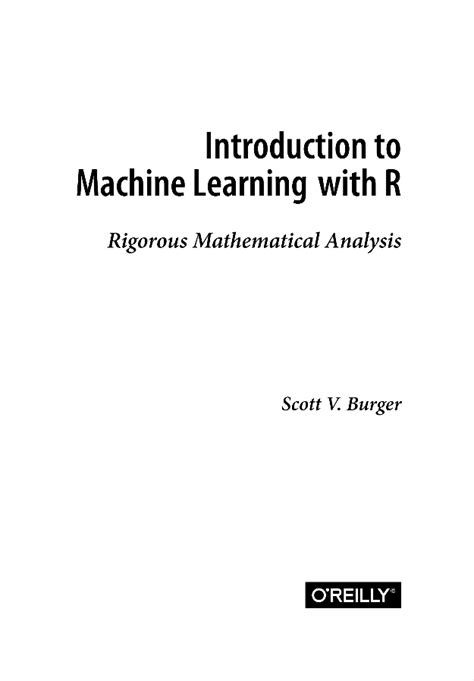 introduction to machine learning with r rigorous mathematical analysis