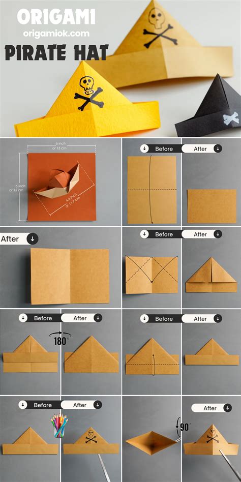 How To Fold An Origami Pirate Hat Pirate Crafts Camping Crafts Pirate Activities