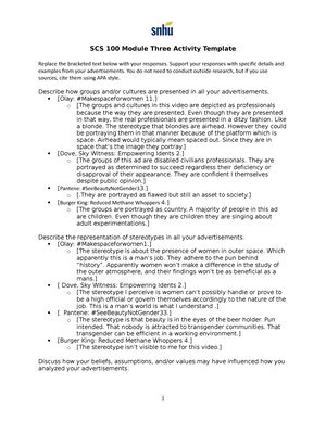 SCS Module Four Activity Template SCS Module Four Activity Template Replace The