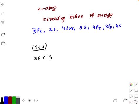 Arrange The Orbitals Of H Atom In The Increasing Order Of Their Energy Px S Dx Y S