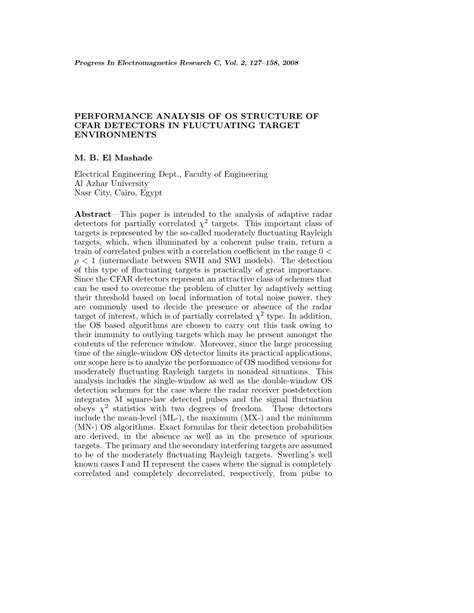 full article performance analysis of os structure of cfar detectors in