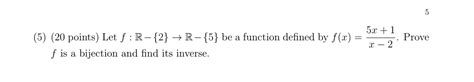 Solved 5 Prove 5 X 1 5 20 Points Let F R 2 R 5 Chegg Com