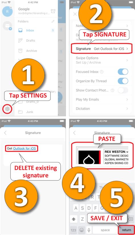 Outlook Mobile App IOS Email Signature Installation Instructions Dynasend