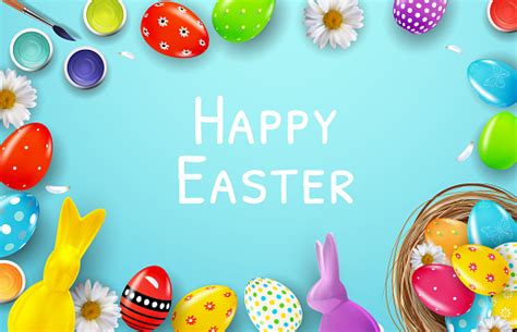 3d 사실적인 달걀 페인트 부활절 포스터 템플릿 광고 포스터 전단지 인사말 카드에 대한 템플릿 벡터 일러스트레이션 4월에 대한 스톡 벡터 아트 및 기타 이미지 Istock