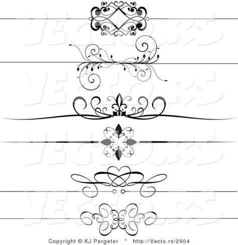 Vector Of 6 Unique Black And White Decorative Header Border Rules Digital Collage Digital